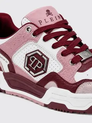 Philipp Plein Predator V2 Low-top Leather Trainers With Hexagon Logo - Pink