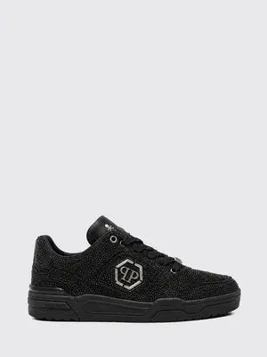 Philipp Plein Predator V2 Leather Trainers With Crystals And Hexagon Logo - Black