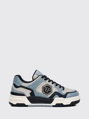 Philipp Plein Predator V2 Leather Trainers With Crystals And Hexagon Logo - Blue