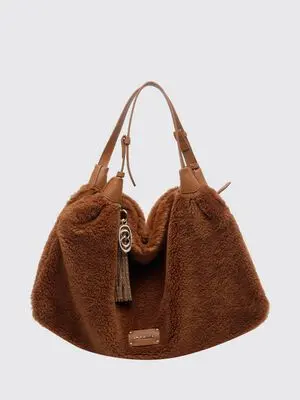 LA CARRIE Shearling Shoulder Bag With Double Adjustable Handle And Tassels - Leather