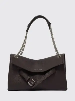 Orciani Venus Rectangular Hammered Leather Shoulder Bag With Sliding Handle - Dark
