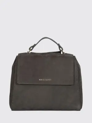 Orciani Sveva Hamme Leather Handbag With Removable Shoulder Strap - Black