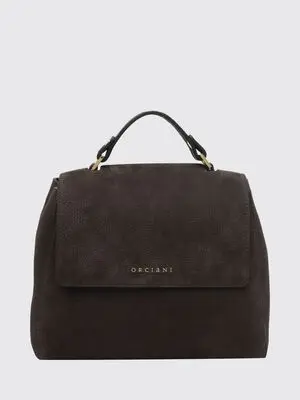 Orciani Sveva Hammered Leather Handbag With Removable Shoulder Strap - Brown