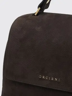 Orciani Sveva Hammered Leather Handbag With Removable Shoulder Strap - Brown