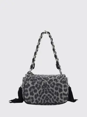 LA CARRIE Suede Mini Shoulder Bag With Animal Print And Charms - Grey
