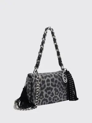 LA CARRIE Suede Mini Shoulder Bag With Animal Print And Charms - Grey