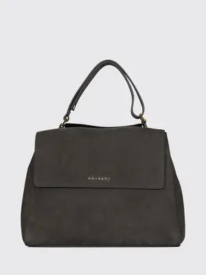 Orciani Sveva Hammered Leather Handbag With Adjustable Handle And Strap Black