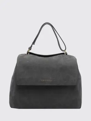Orciani Sveva Hammered Leather Handbag With Adjustable Handle And Strap - Grey