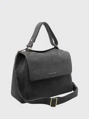 Orciani Sveva Hammered Leather Handbag With Adjustable Handle And Strap - Grey