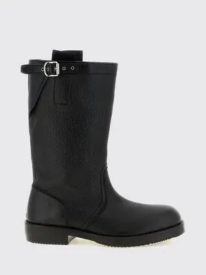 Dries Van Noten Grained Leather Biker Ankle Boots With Straps
