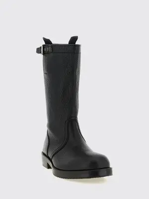 Dries Van Noten Grained Leather Biker Ankle Boots With Straps