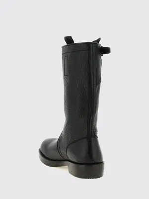 Dries Van Noten Grained Leather Biker Ankle Boots With Straps