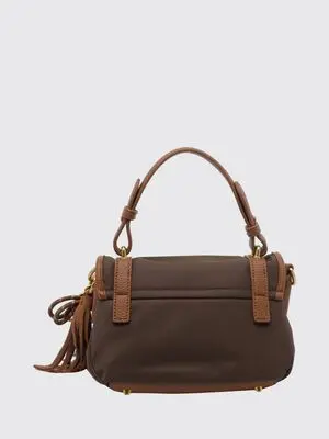 LA CARRIE Nylon Mini Handbag With Magnetic Flap Closure And Logo Charm - Brown