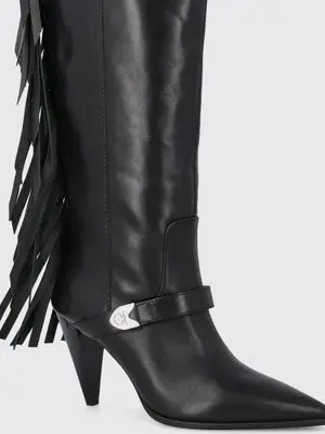 Pinko Vane Fringed Leather Knee-high Boots With High Heel