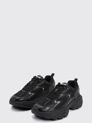 PLEIN SPORT Pulse X Fafs Multi Low Top Sneakers With Notched Sole - Black