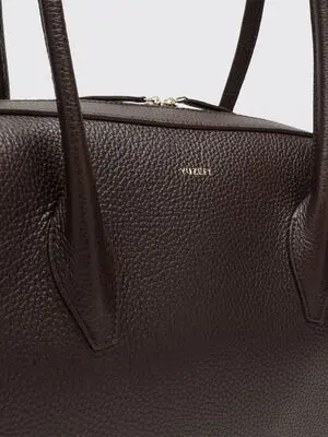 Yuzefi Brioche Duffle Hammered Leather Rounded Shoulder Bag With Zip Closure - Brown