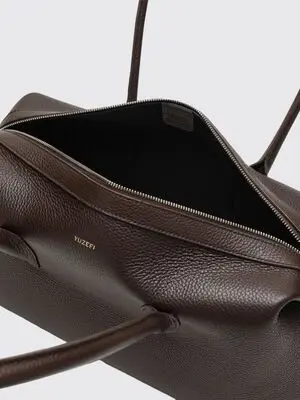 Yuzefi Brioche Duffle Hammered Leather Rounded Shoulder Bag With Zip Closure - Brown
