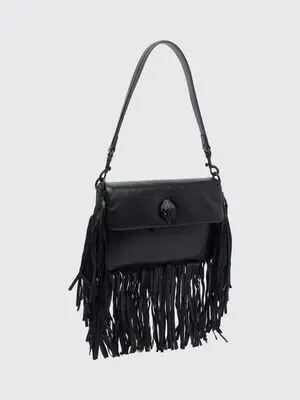 Kurt Geiger Oxford Leather Mini Shoulder Bag With Embroidery And Fringes