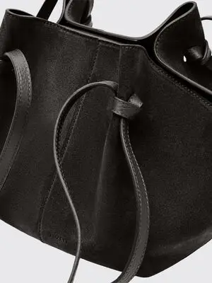 Yuzefi Mochi Suede Flared Shoulder Bag With Embossed Logo