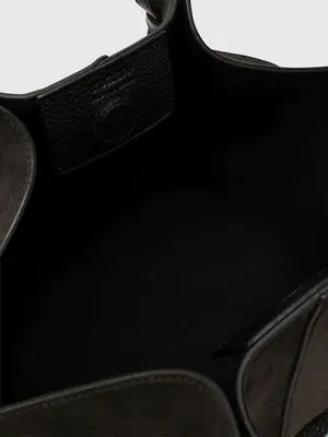 Yuzefi Mochi Suede Flared Shoulder Bag With Embossed Logo
