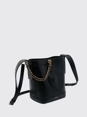 Versace Medusa '95 Leather Mini Bucket Bag With Metal Mesh - Black