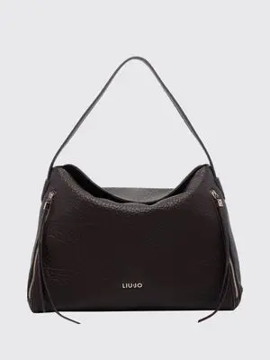 Liu Jo Grained Synthetic Leather Shoulder Bag With Flap Closure Brown