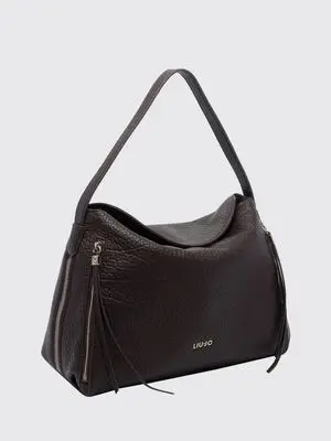 Liu Jo Grained Synthetic Leather Shoulder Bag With Flap Closure - Brown