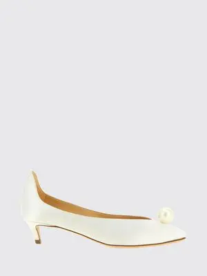 Magda Butrym Pointed-toe Satin Pumps With Pearl Embellishment And Low Heel