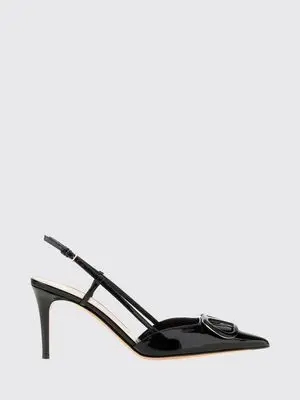 Valentino Garavani Vlogo Signature Patent Leather Slingback Pumps With Stiletto Heel - Black
