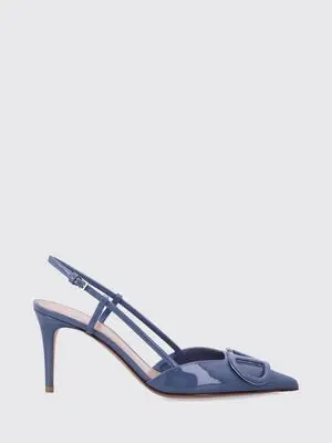 Valentino Garavani Vlogo Signature Patent Leather Slingback Pumps With Stiletto Heel - Blue