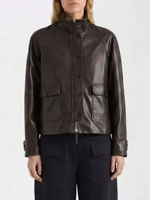 Proenza Schouler Cropped Smooth Lambskin Leather Jacket With High Neck And Pockets