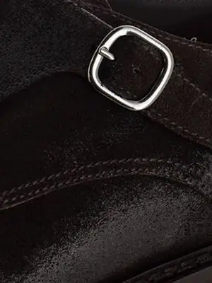 DOUCAL'S Suede Calfskin Double Monk Strap Shoes