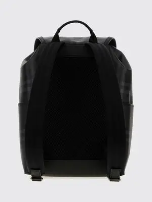 Burberry Check Pattern Coated Cotton Backpack With Flap Closure