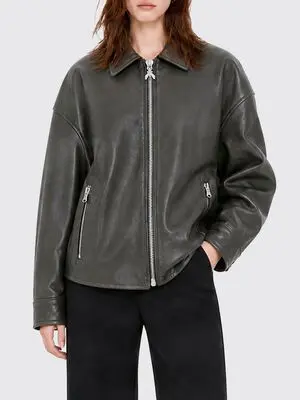 Patrizia Pepe Faux Leather Shirt-style Jacket With Zip Closure