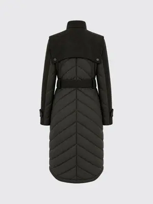 Patrizia Pepe Quilted Wool Blend Coat With High Neck And Belt