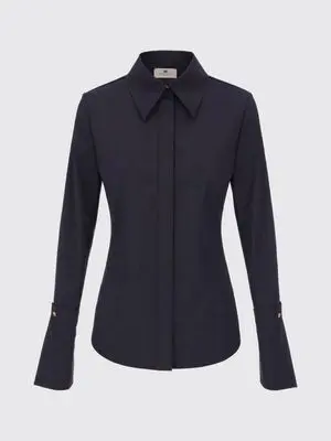 Elisabetta Franchi Striped Cotton Slim Fit Shirt With Slogan Print