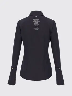 Elisabetta Franchi Striped Cotton Slim Fit Shirt With Slogan Print