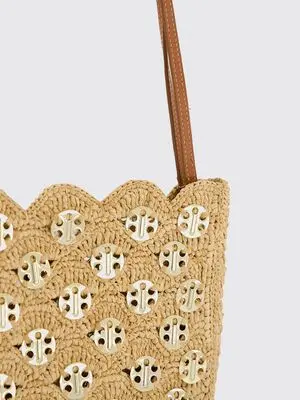 Rabanne 1969 Raffia And Steel Shoulder Bag With Leather Handle
