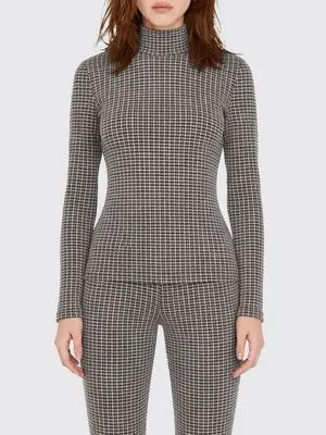 Patrizia Pepe Houndstooth Print Slim Fit Turtleneck In Stretch Jersey - Grey