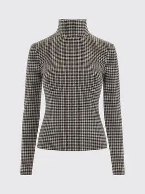 Patrizia Pepe Houndstooth Print Slim Fit Turtleneck In Stretch Jersey - Grey
