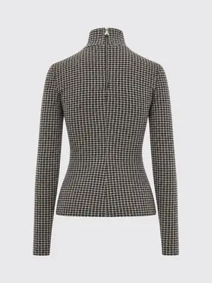 Patrizia Pepe Houndstooth Print Slim Fit Turtleneck In Stretch Jersey - Grey