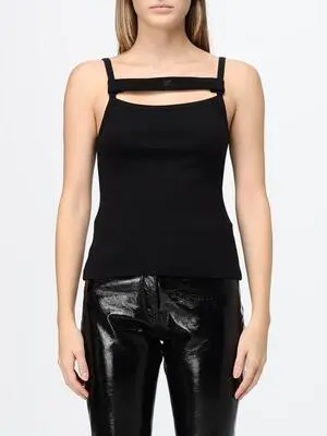 COURREGES Ribbed Cotton Jersey Top With Square Neckline