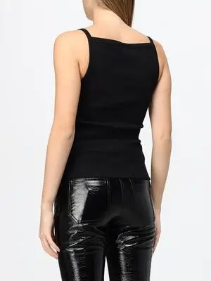 COURREGES Ribbed Cotton Jersey Top With Square Neckline
