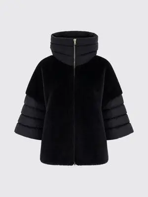 Herno Short Quilted Satin Coat With Faux Fur Hood
