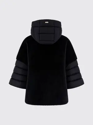Herno Short Quilted Satin Coat With Faux Fur Hood