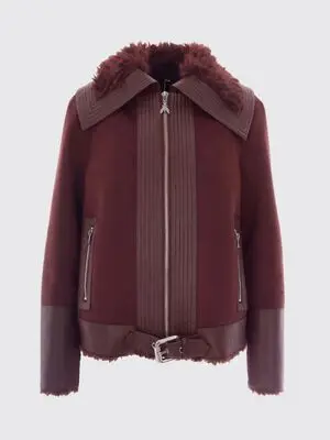 Patrizia Pepe Cropped Faux Fur Jacket With Classic Collar And Zip Pockets - Brown