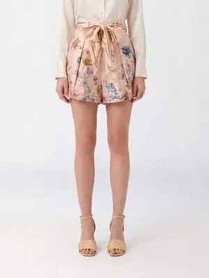 Zimmermann Valiant High-waisted Floral Print Silk And Cotton Shorts - Pink