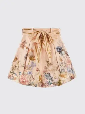 Zimmermann Valiant High-waisted Floral Print Silk And Cotton Shorts - Pink