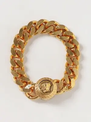 Versace Tone Metal Bracelet With Embossed Medusa Detail - Gold