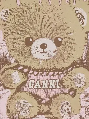 GANNI Cotton T-shirt With Teddy Bear Print And Contrast Logo